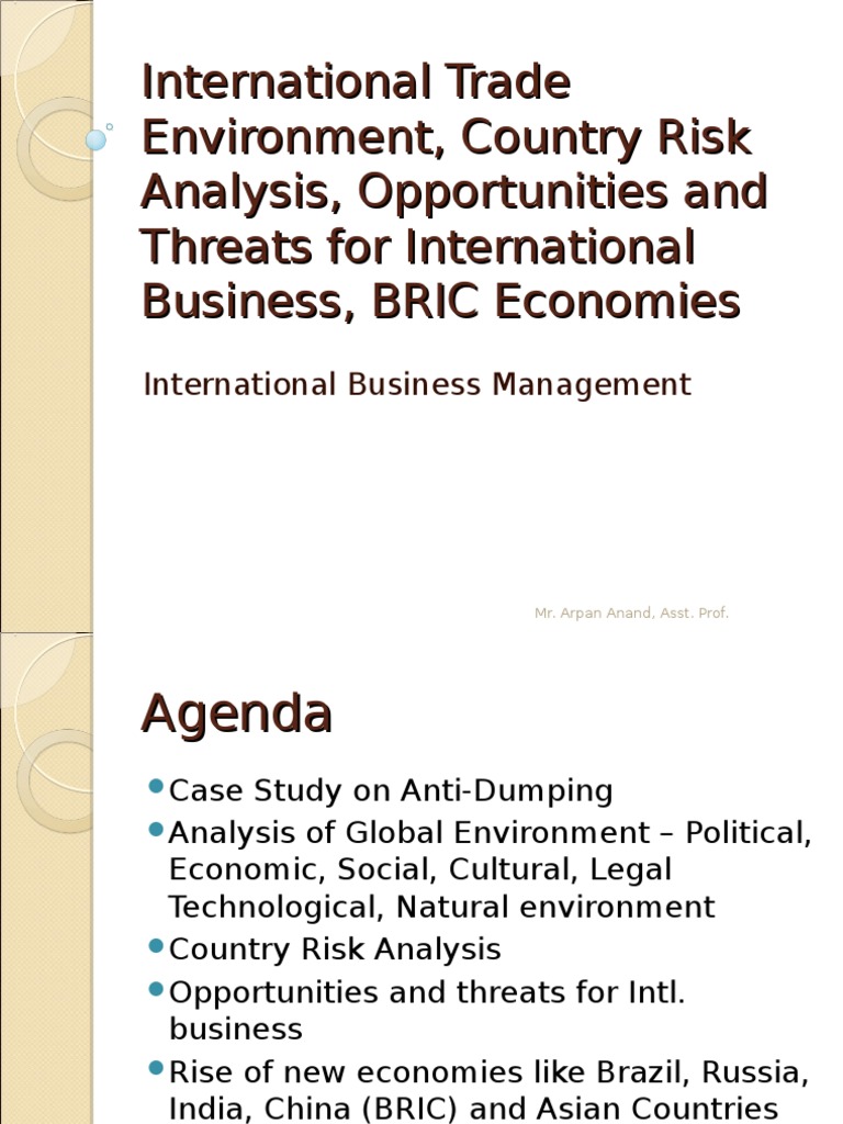 International Trade Environment | PDF | Dumping (Pricing Policy) | Risk