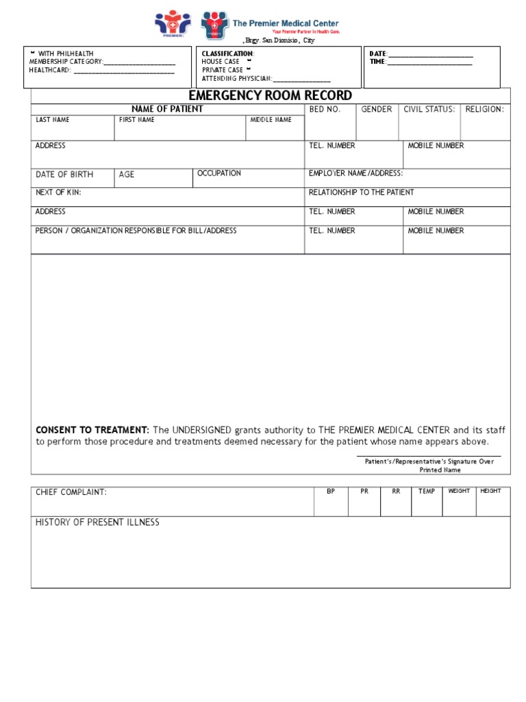 Emergency Room Record DOC-NSD-0002 SAMPLE | PDF