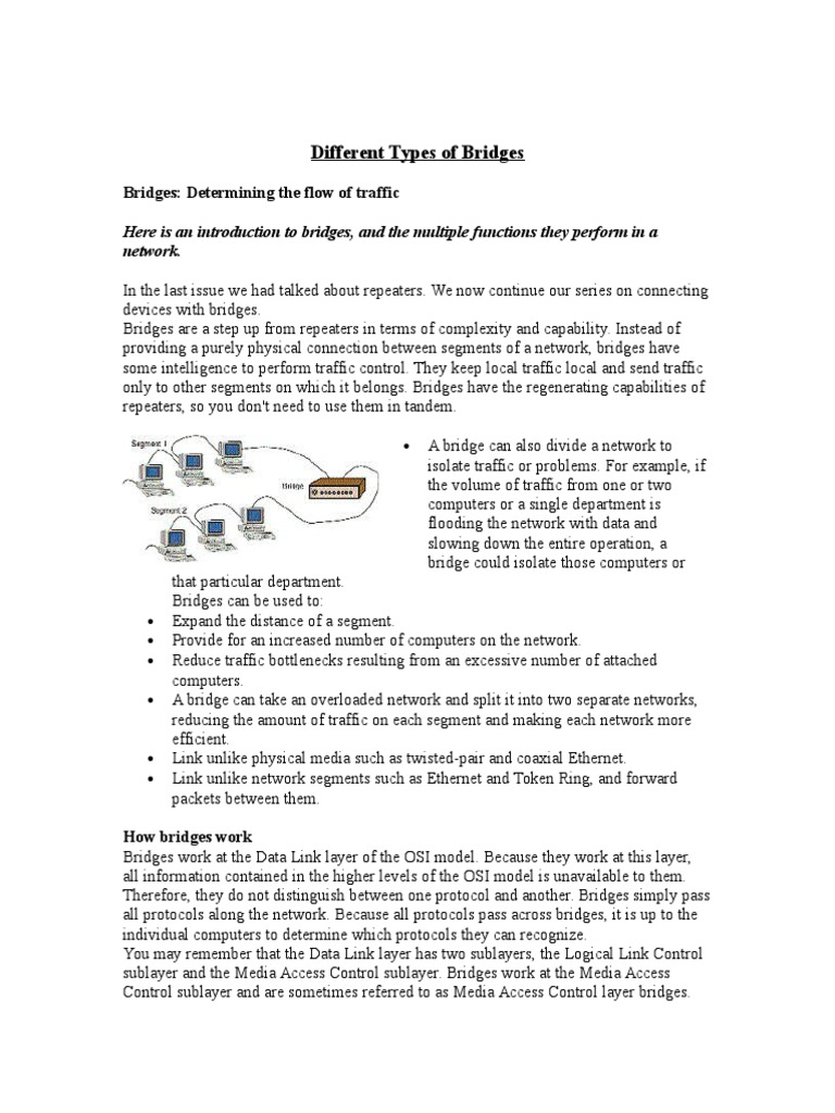 Different Types of Bridges | PDF | Computer Network | Ethernet
