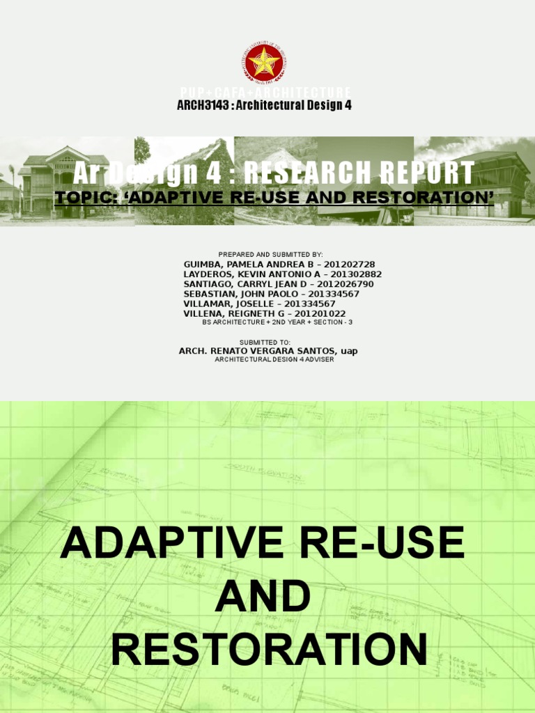 Adaptive Reuse and Restoration Principles | PDF | Reuse | Sustainability