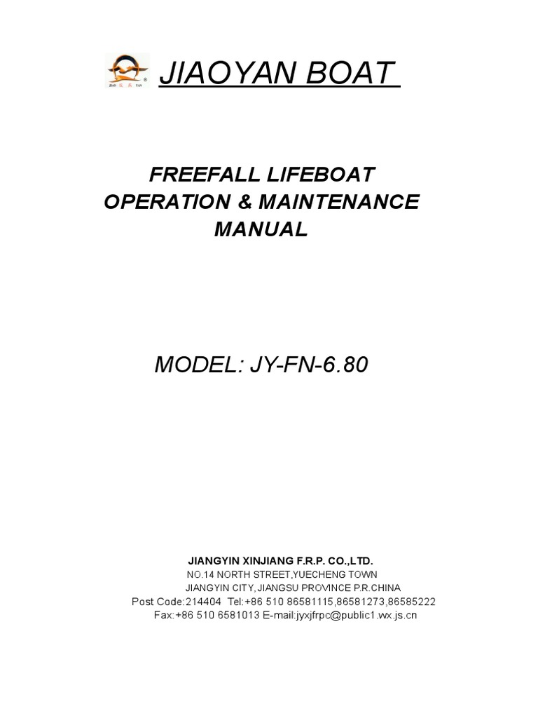 Lifeboat Operation & Maintenance Manual | PDF | Battery (Electricity ...