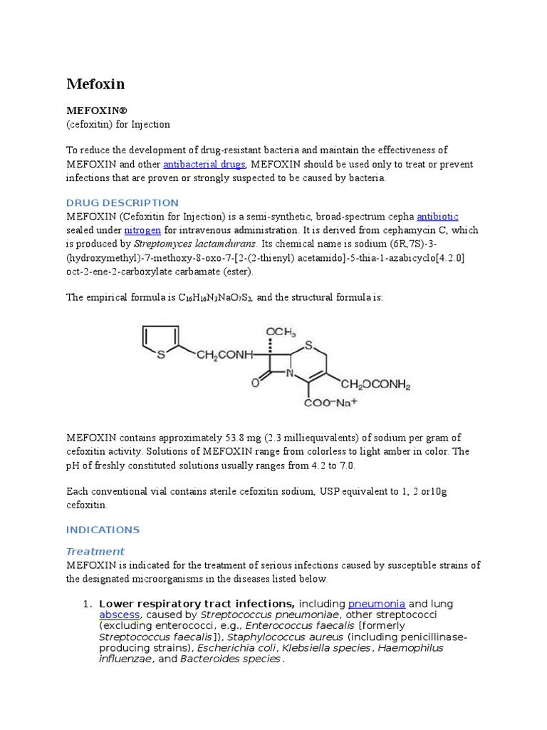 Mefoxin | Renal Function | Antibiotics