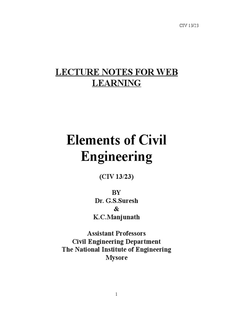 Elements of Civil Engg-Compiled | PDF | Composite Material | Concrete