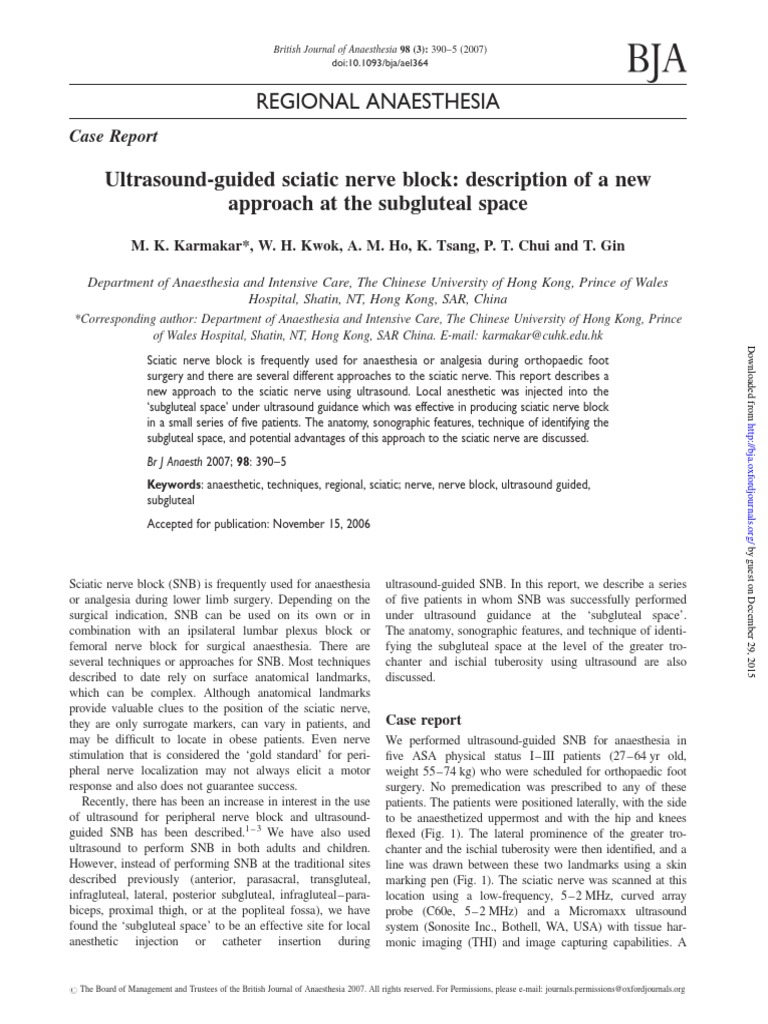 Regional Anaesthesia: Case Report | PDF | Anatomical Terms Of Location ...