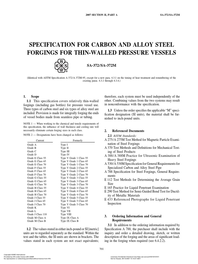Asme Section II A Sa-372 Sa-372m | Steel | Heat Treating