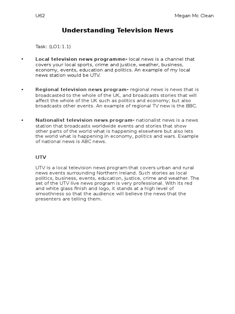 Local vs. Regional TV News Analysis | PDF | Bbc | News