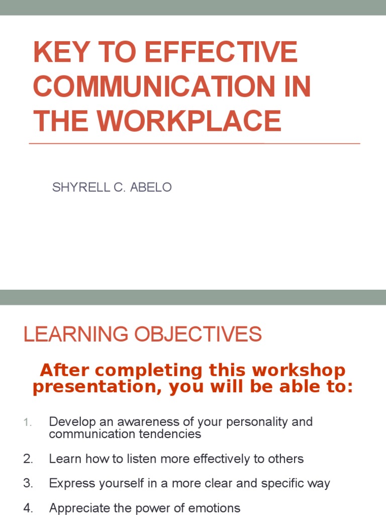 Key To Effective Communication in The Workplace | PDF | Nonverbal ...