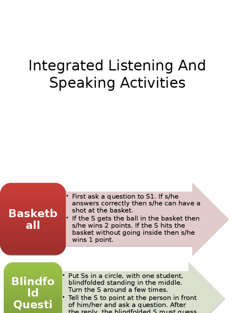 Fun Integrated Speaking Activities | PDF