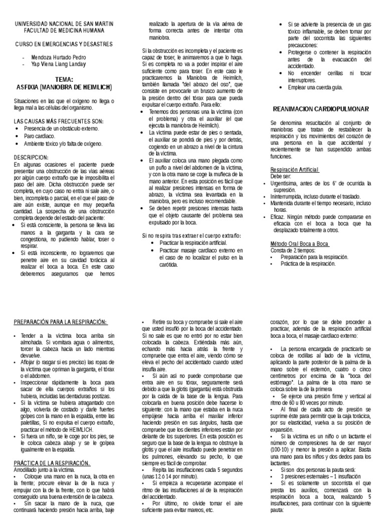 triptico - rcp | Reanimación cardiopulmonar | Medicina