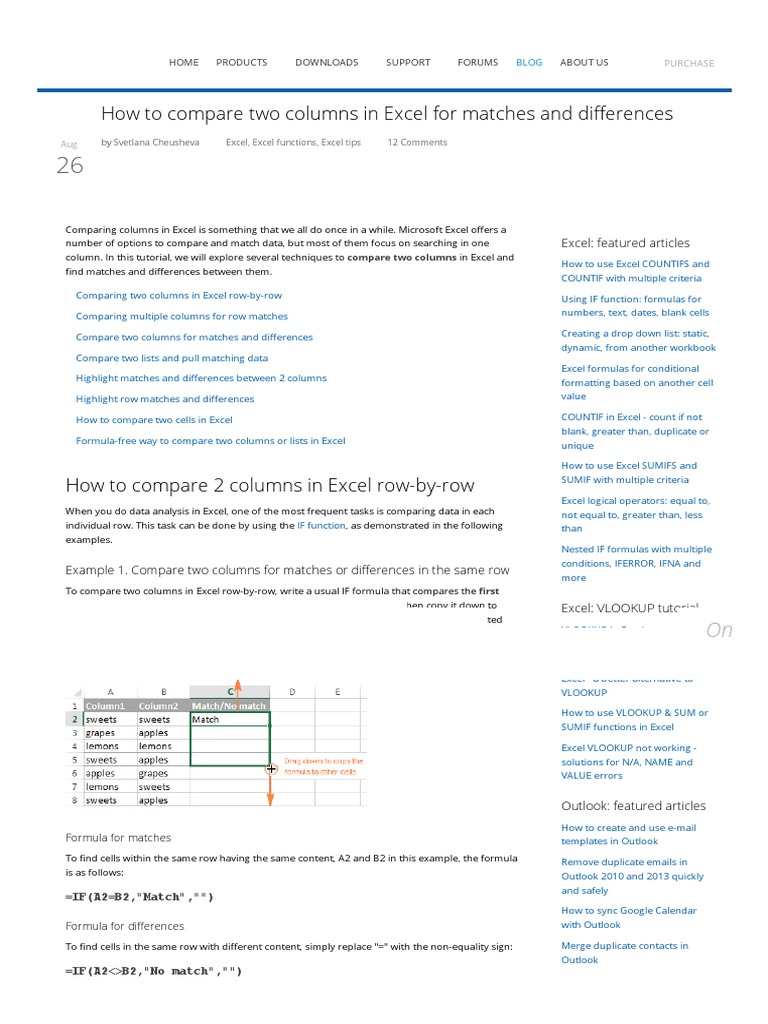 Excel - Compare Two Columns | PDF | Microsoft Excel | Array Data Structure