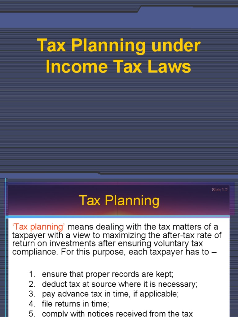 14 - Tax Planning Under Income Tax Laws | PDF | Tax Avoidance | Tax ...