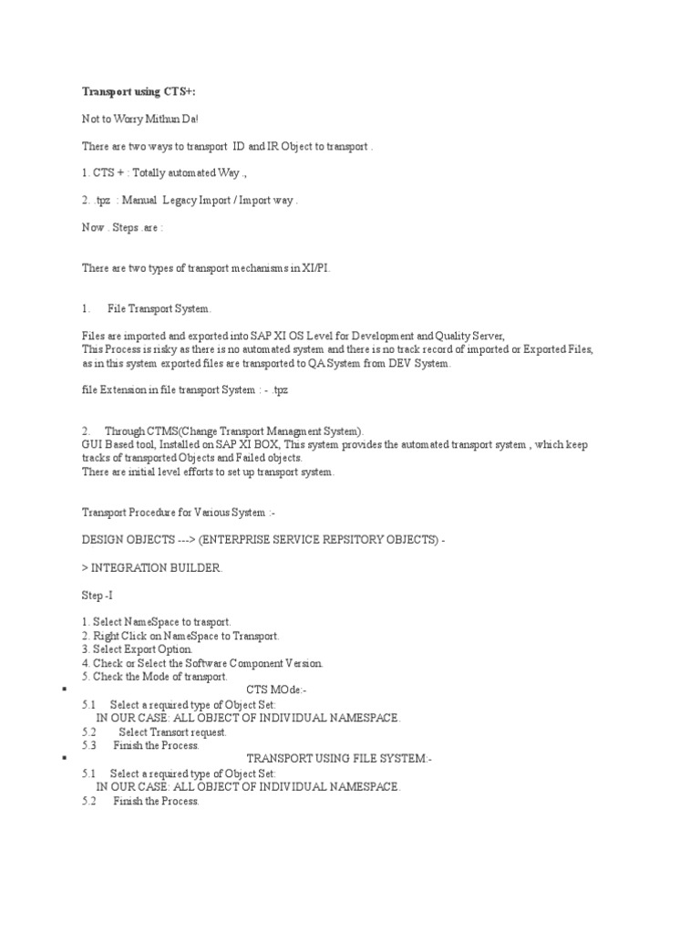 Transport Using CTS | PDF | Computer File | System Software