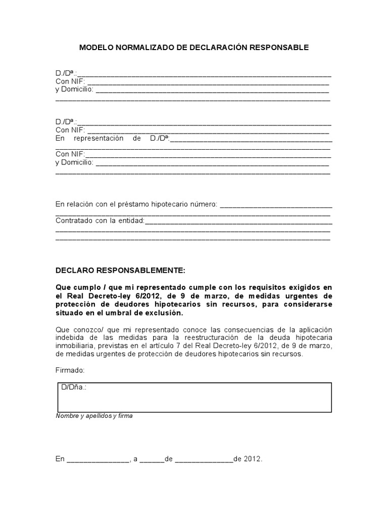Modelo Declaracion Responsable