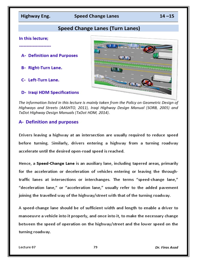 Lec 07 Highway Engineering - Speed Change Lanes | PDF | Lane | Highway
