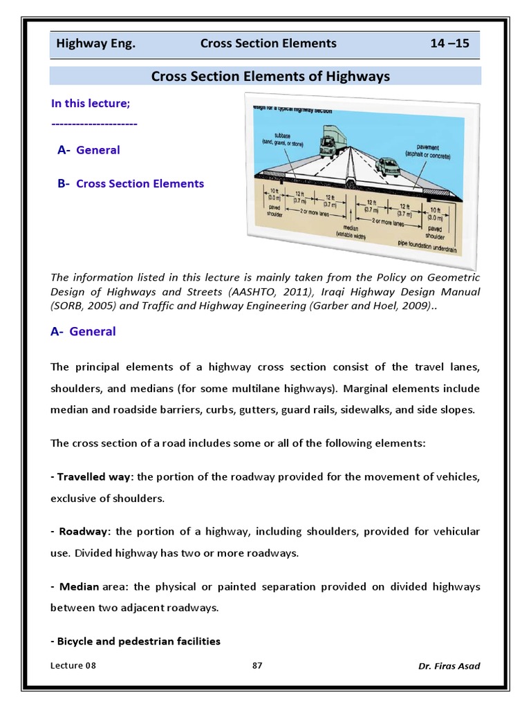 Lec 08 Highway Engineering - Cross Section Elements | PDF | Lane | Road ...