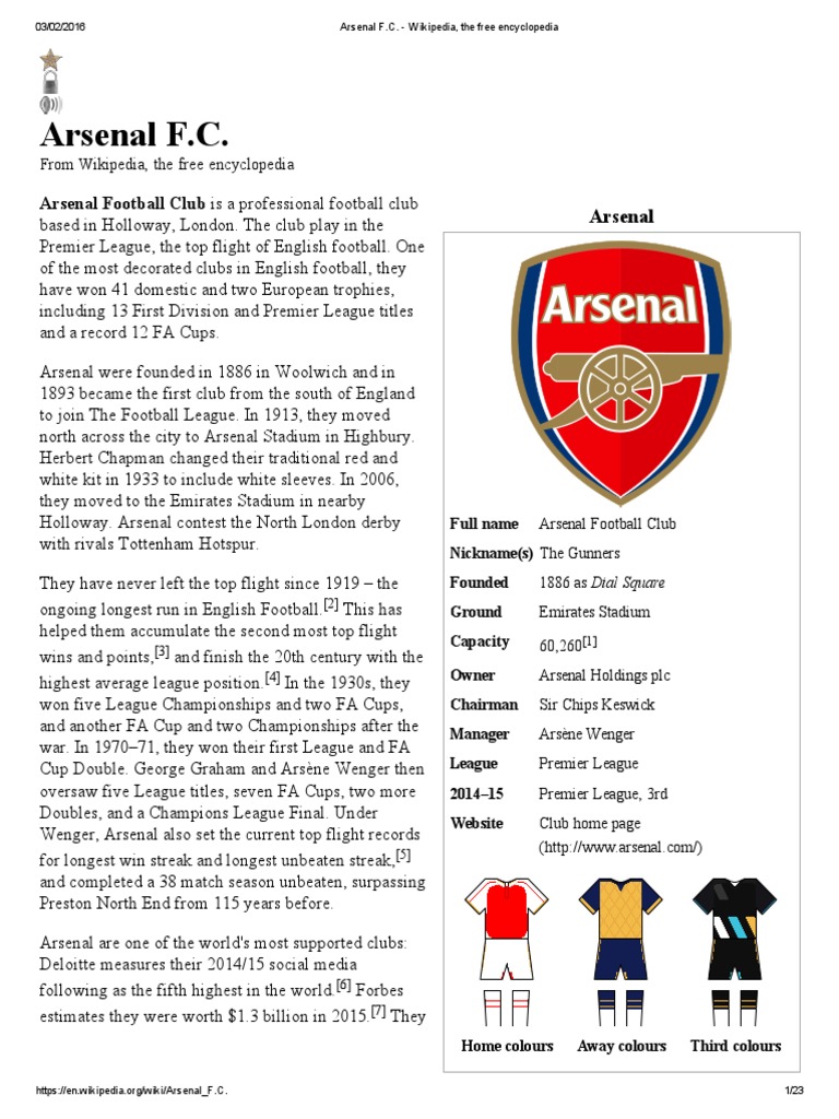Arsenal F.C | PDF | Arsenal F.C. | Premier League