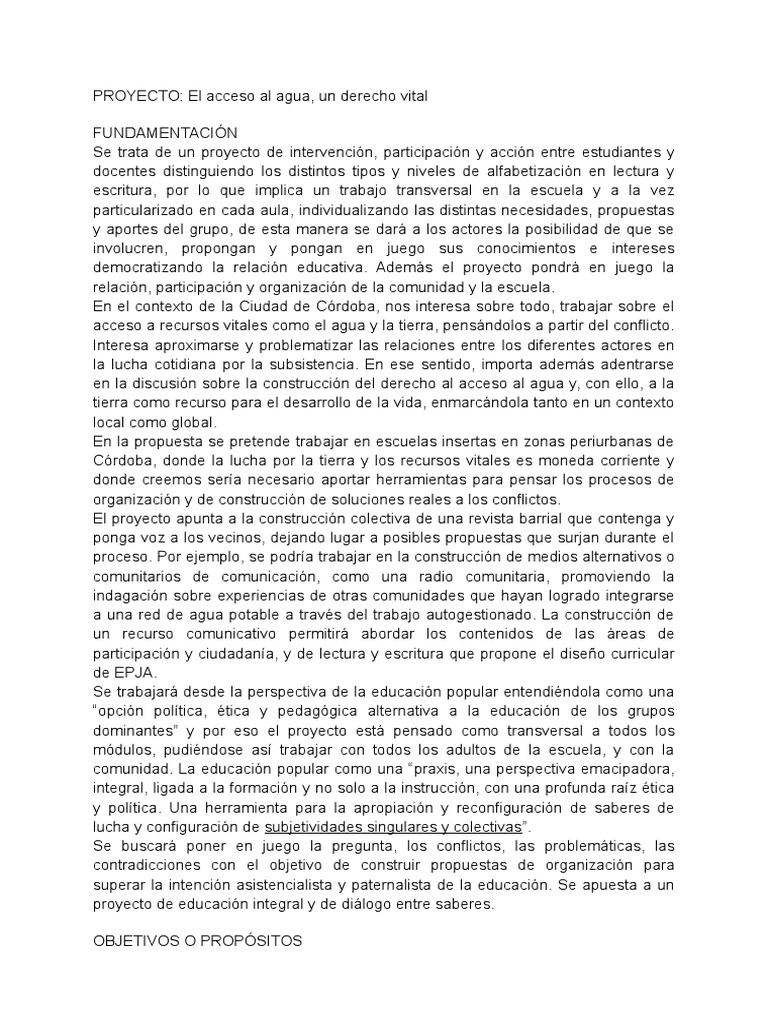 Proyecto EPJA | PDF | Lectura (proceso) | Conflicto (proceso)