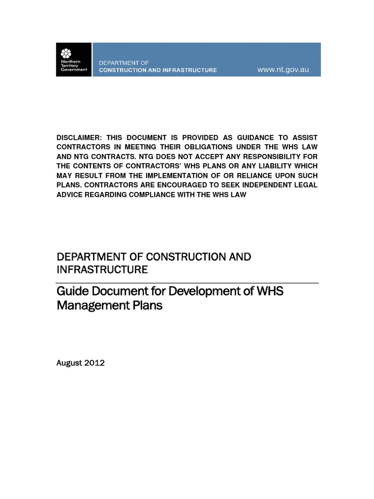 Guide Document For Development of WHS Management Plans | PDF ...