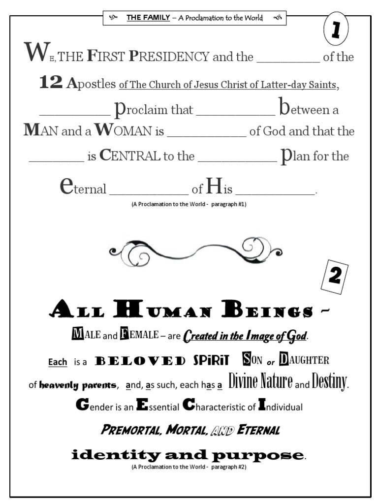 Proclamation To The Family | PDF | The Church Of Jesus Christ Of Latter ...