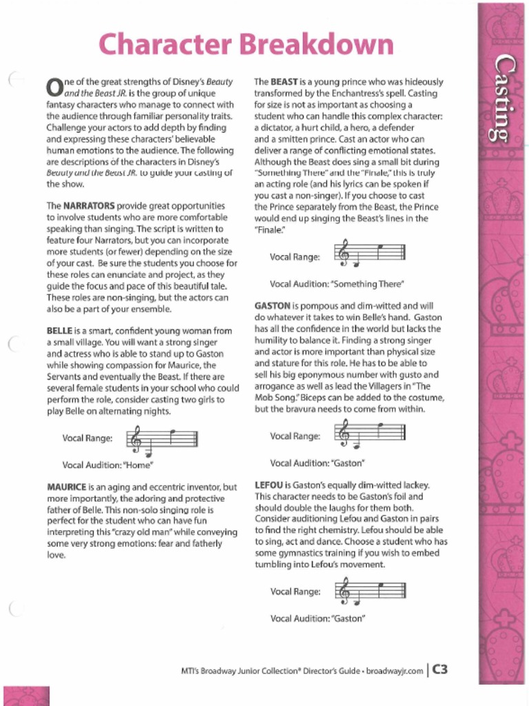 Beauty and The Beast Character Breakdown | PDF