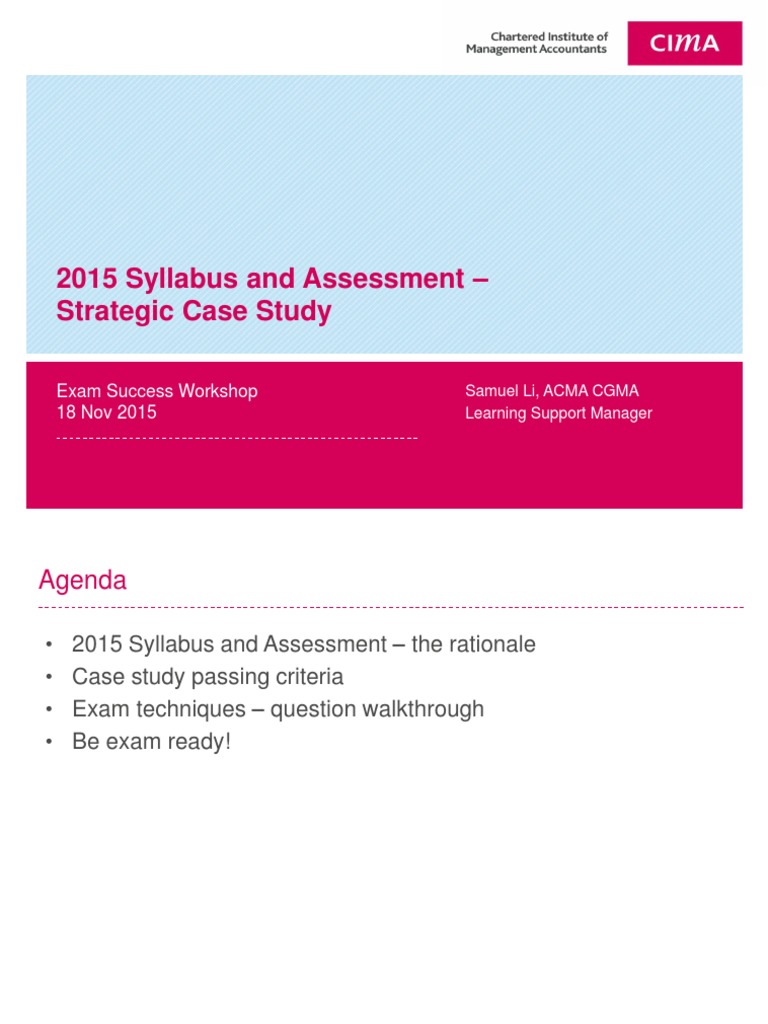 CIMA Strategic Case Study Overview | PDF | Test (Assessment ...