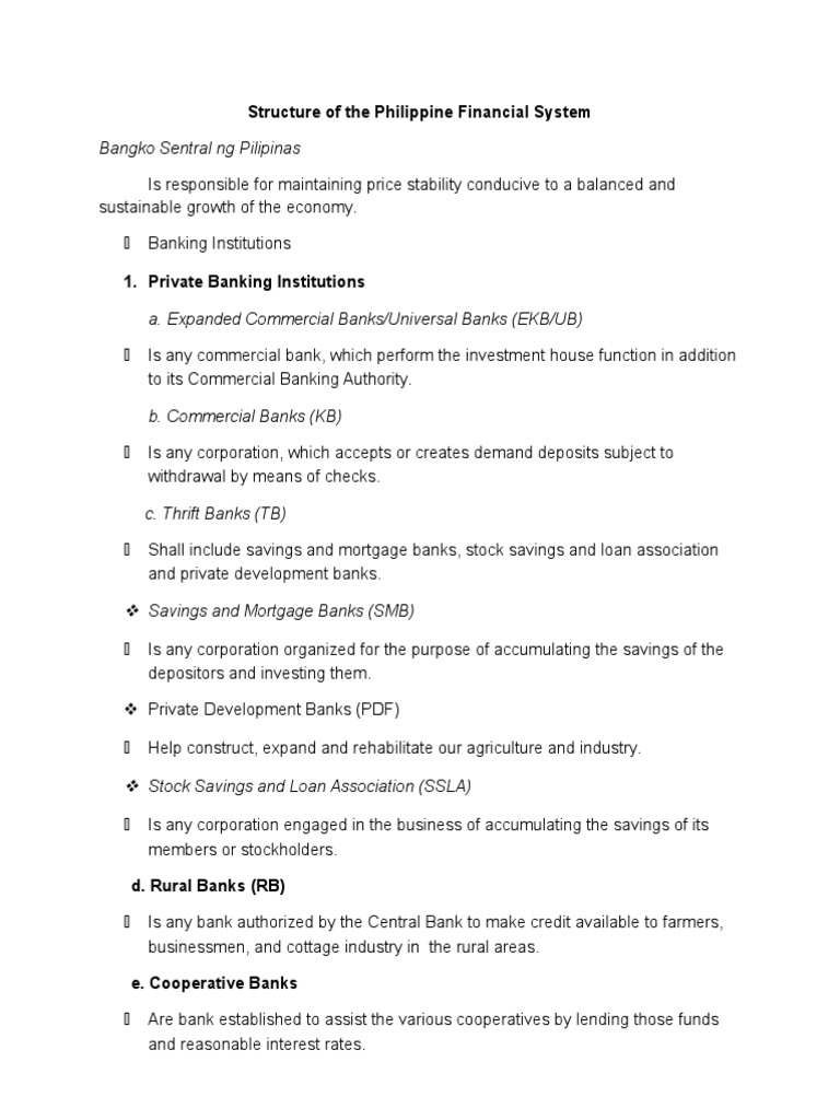 Overview of Philippine Banking System | PDF | Finance & Money ...