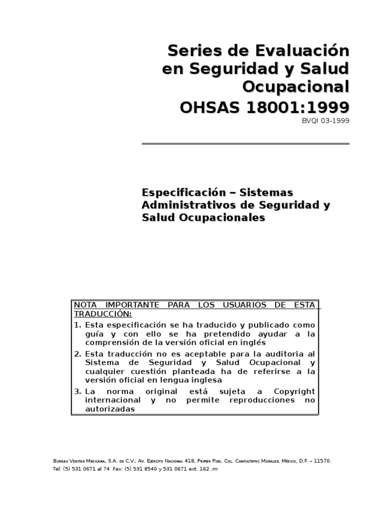 Ohsas 18001 | PDF | La seguridad | Business