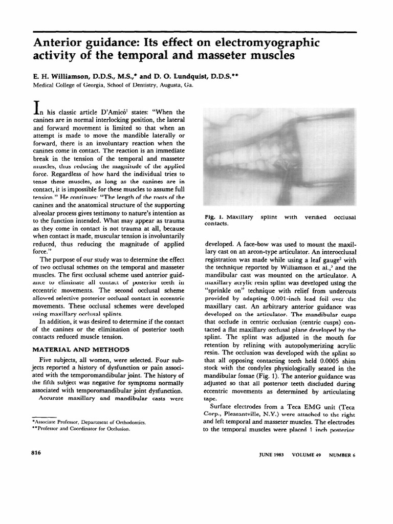 Anterior Guidance Emg Williamson | PDF | Electromyography | Dentistry ...