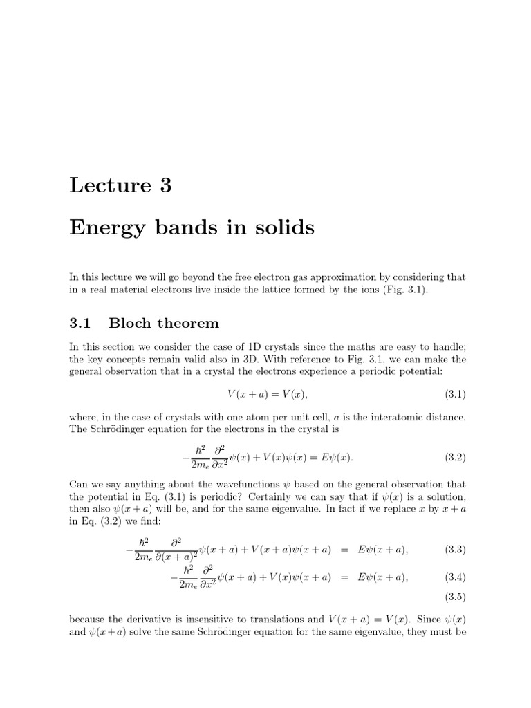Energy Bands in Solids | PDF | Electronic Band Structure | Wave Function