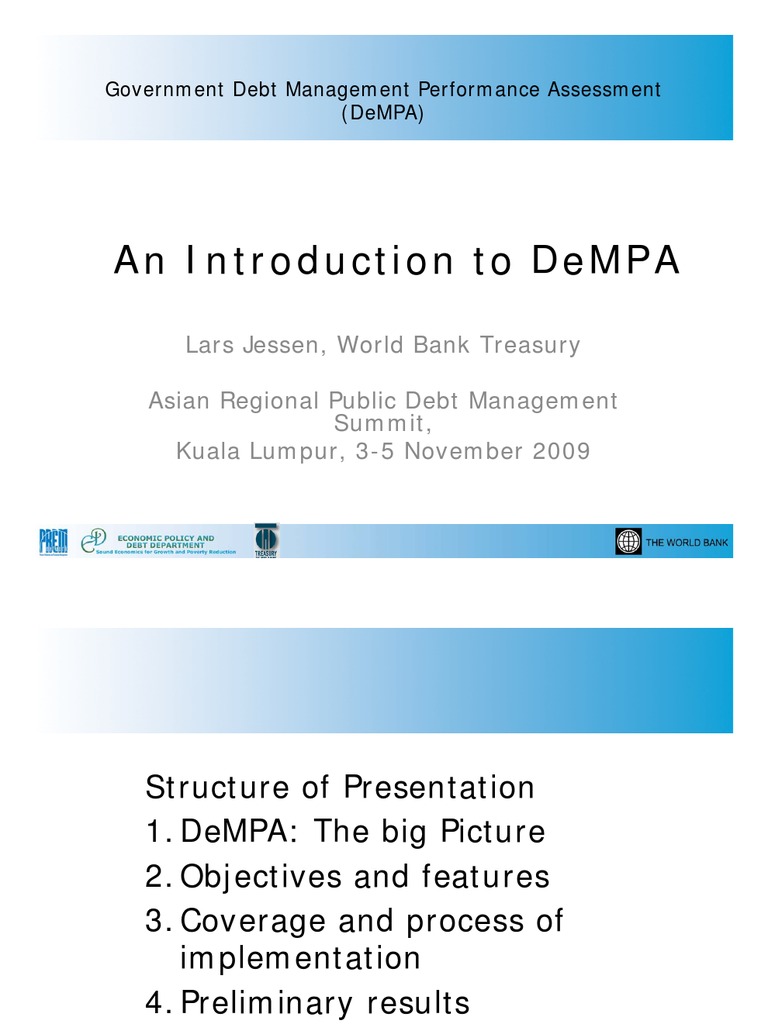 DeMPA: Assessing Public Debt Management | PDF | Government Debt | Debt