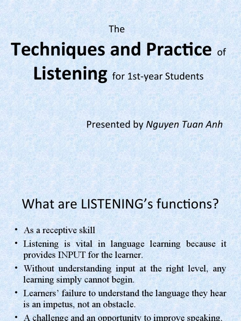 Listening - Techniques and Practice | PDF | Language Acquisition | Learning