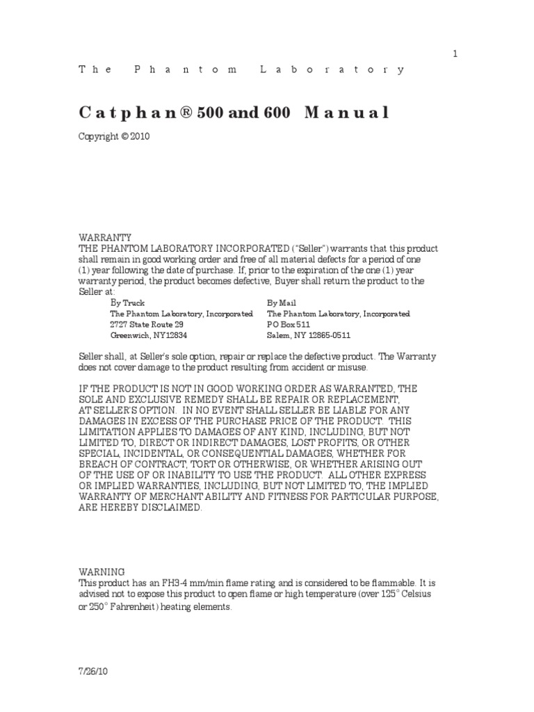 Catphan 500 and 600 Manual | PDF | Ct Scan | Medical Imaging
