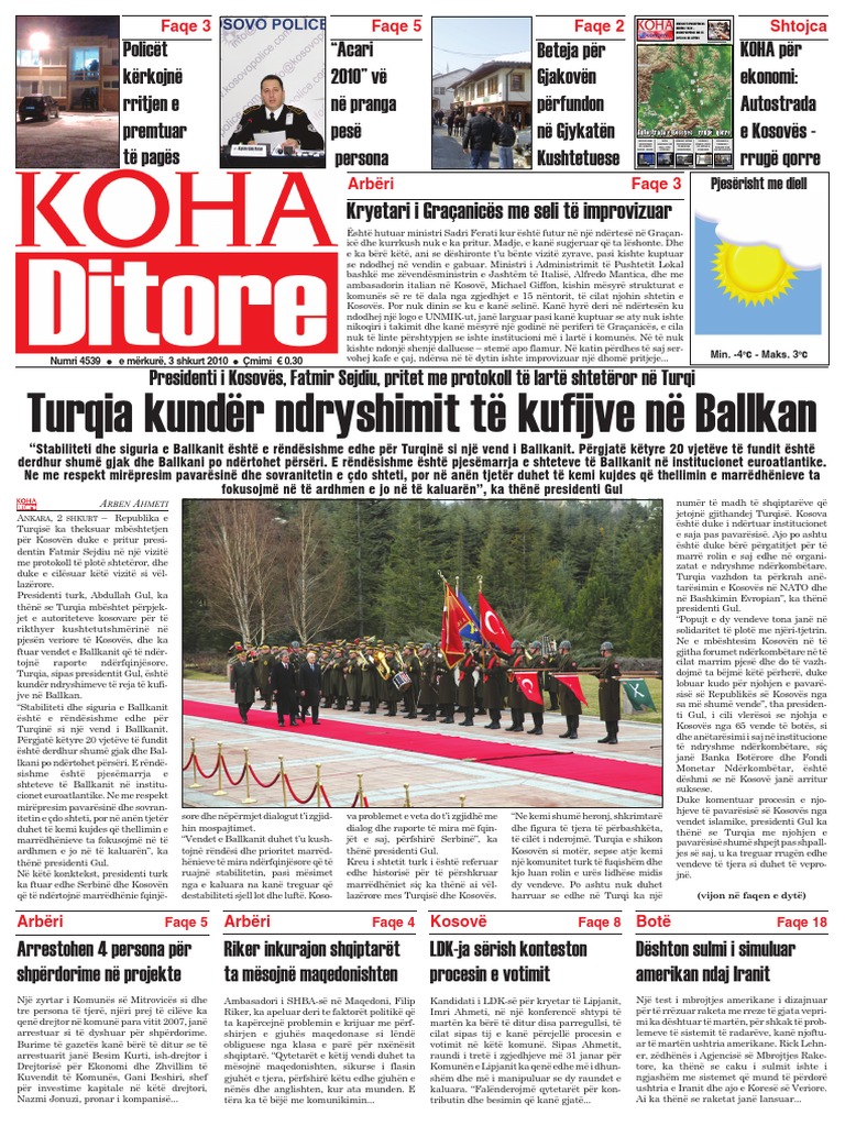 "Koha Ditore" - Ballina, 03 Shkurt 2010 | PDF