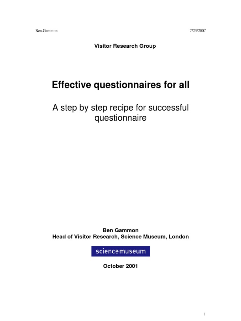Effective Questionnaire Design Guide | PDF | Sampling (Statistics ...