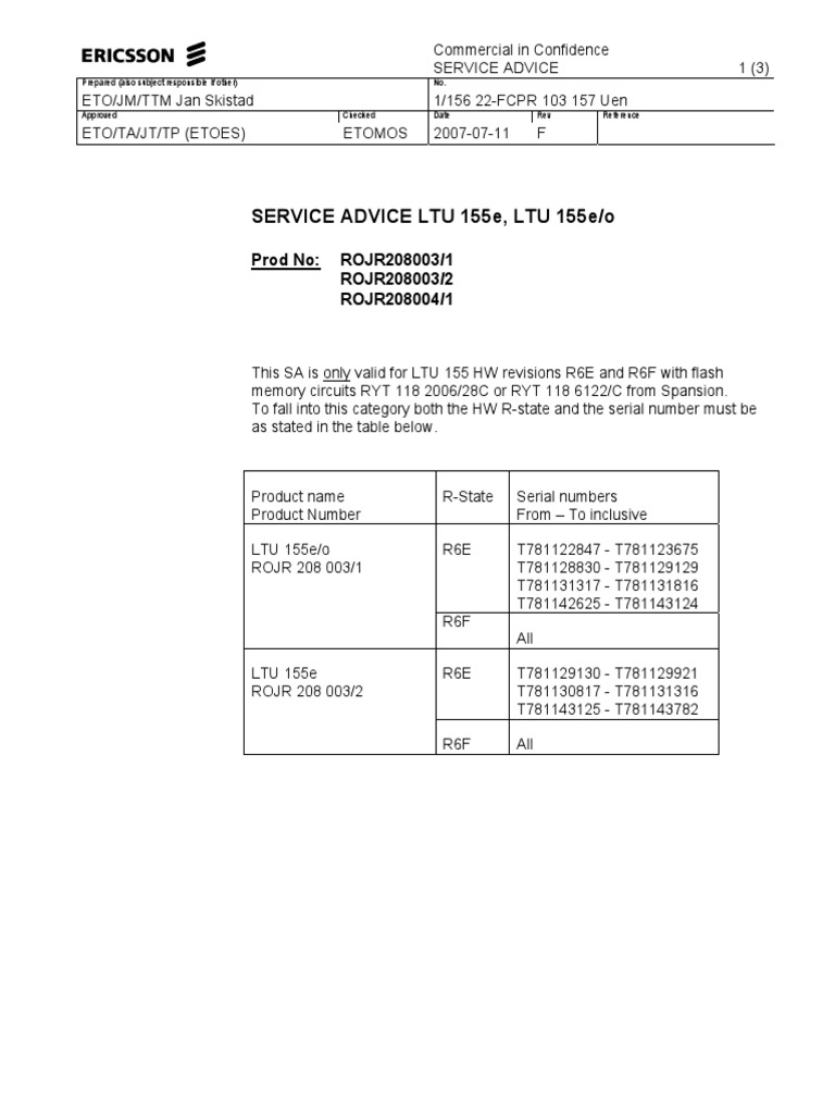 Service Advice Ltu 155e | PDF | Computing | Computer Engineering