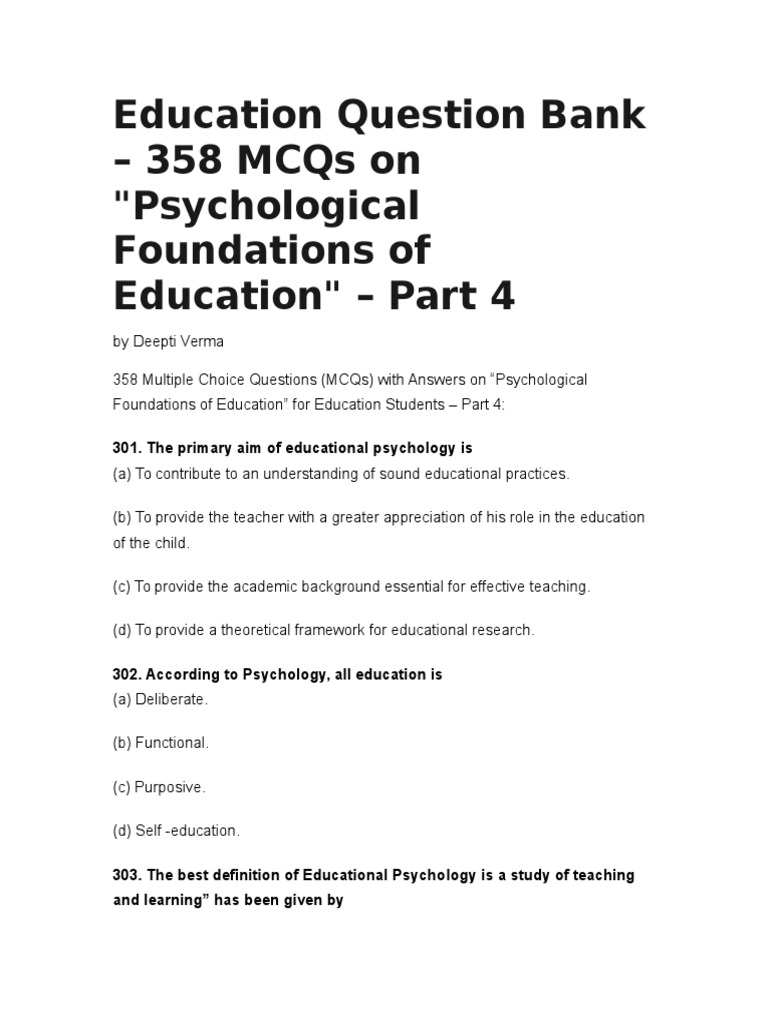 Education Question Bank | PDF