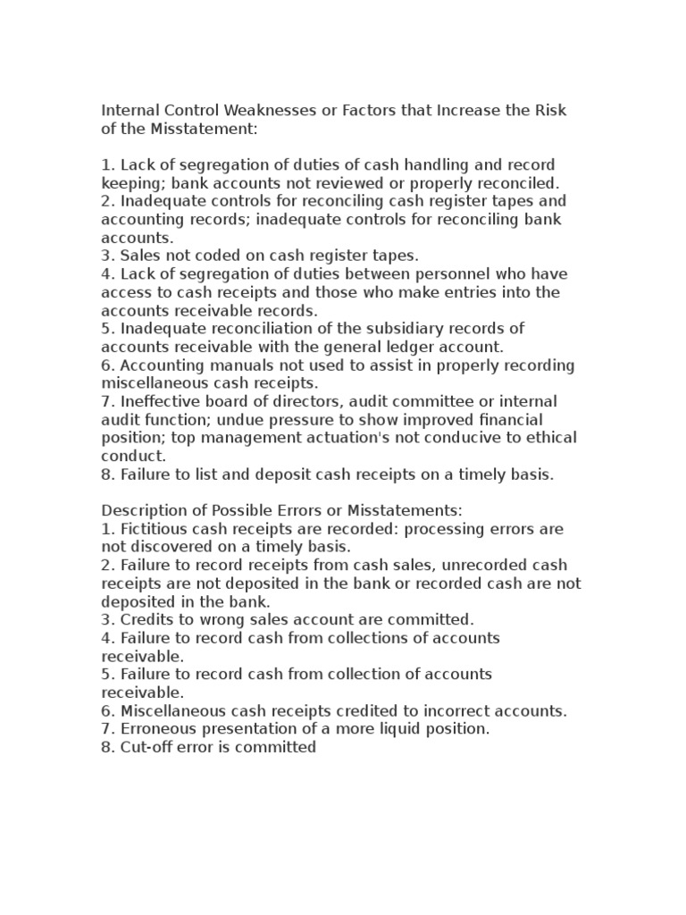 Assessing Cash Control Weaknesses | PDF | Internal Control | Banks