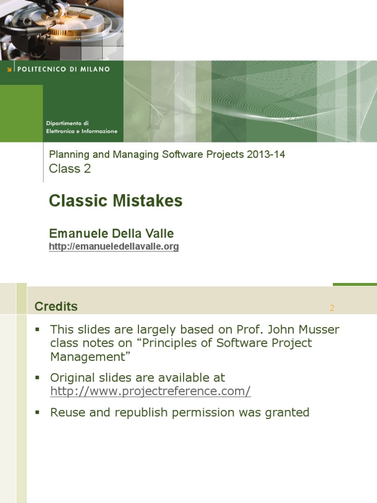 P&MSP2014 02a Classic-Mistakes | PDF | Cognition | Psychological Concepts
