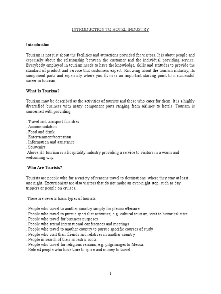 Introduction To Hotel Industry | PDF | Inn | Hotel