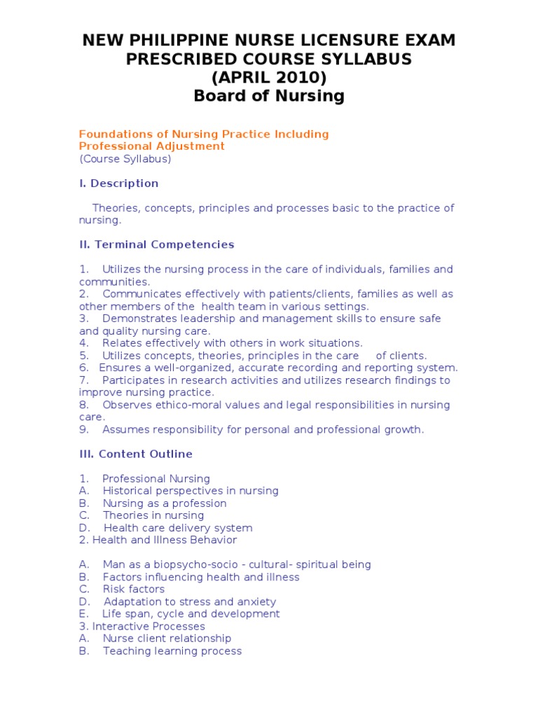 Pnle Course Outline | PDF | Schizophrenia | Nursing
