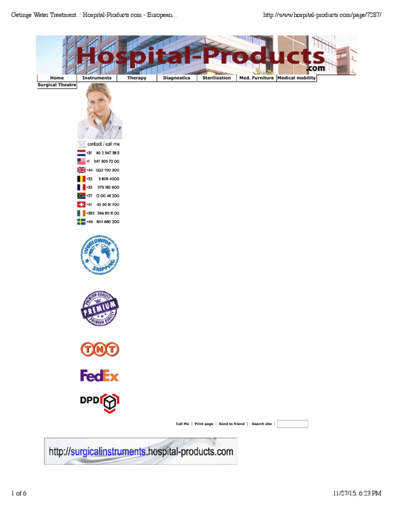Getinge Water Treatment: Hospital-Products - Com - European Medical ...