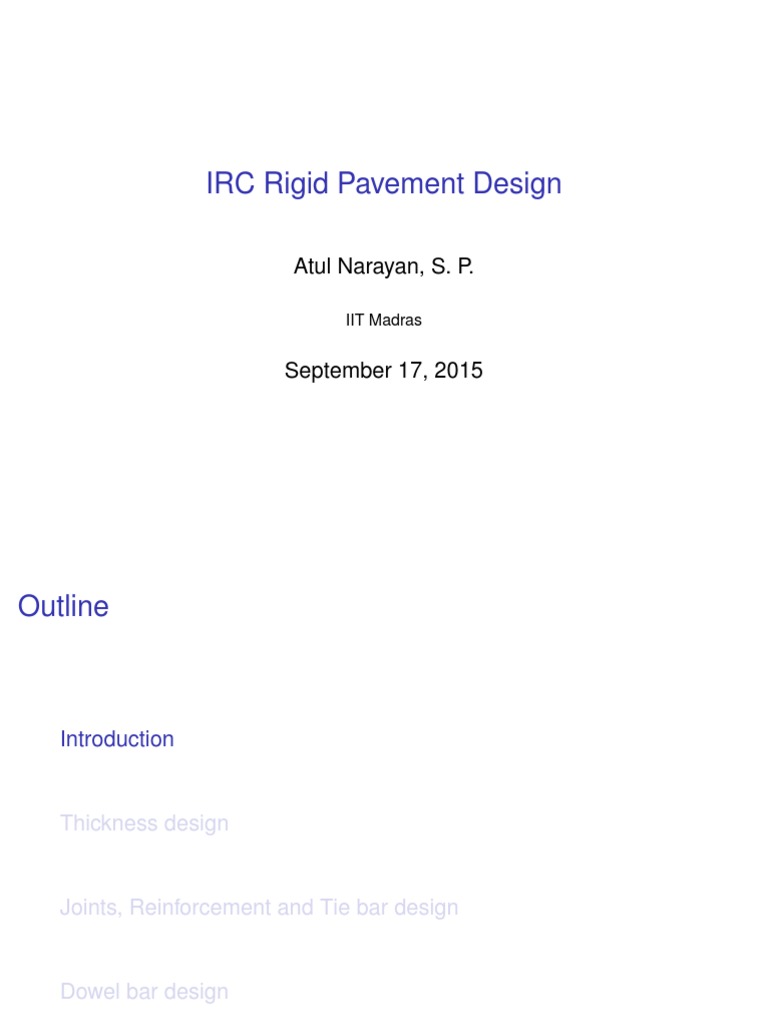 IRC Rigid Pavement Design: Atul Narayan, S. P | PDF | Thermal Expansion ...