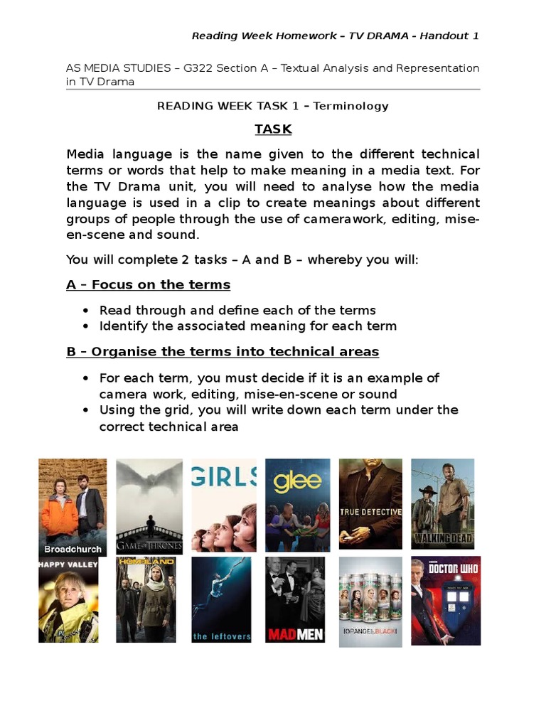 TV Drama Media Language Terminology Guide | PDF | Leisure