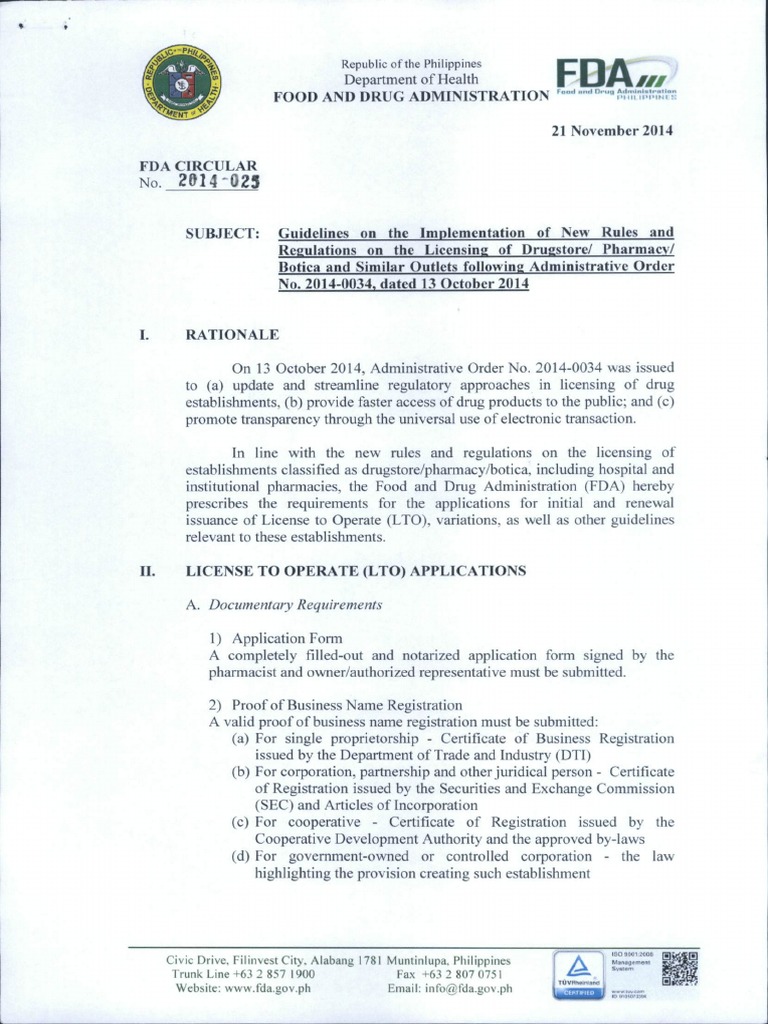 FDA Circular 2014-025 PDF | PDF FDA Circular 2014-025 PDF | PDF