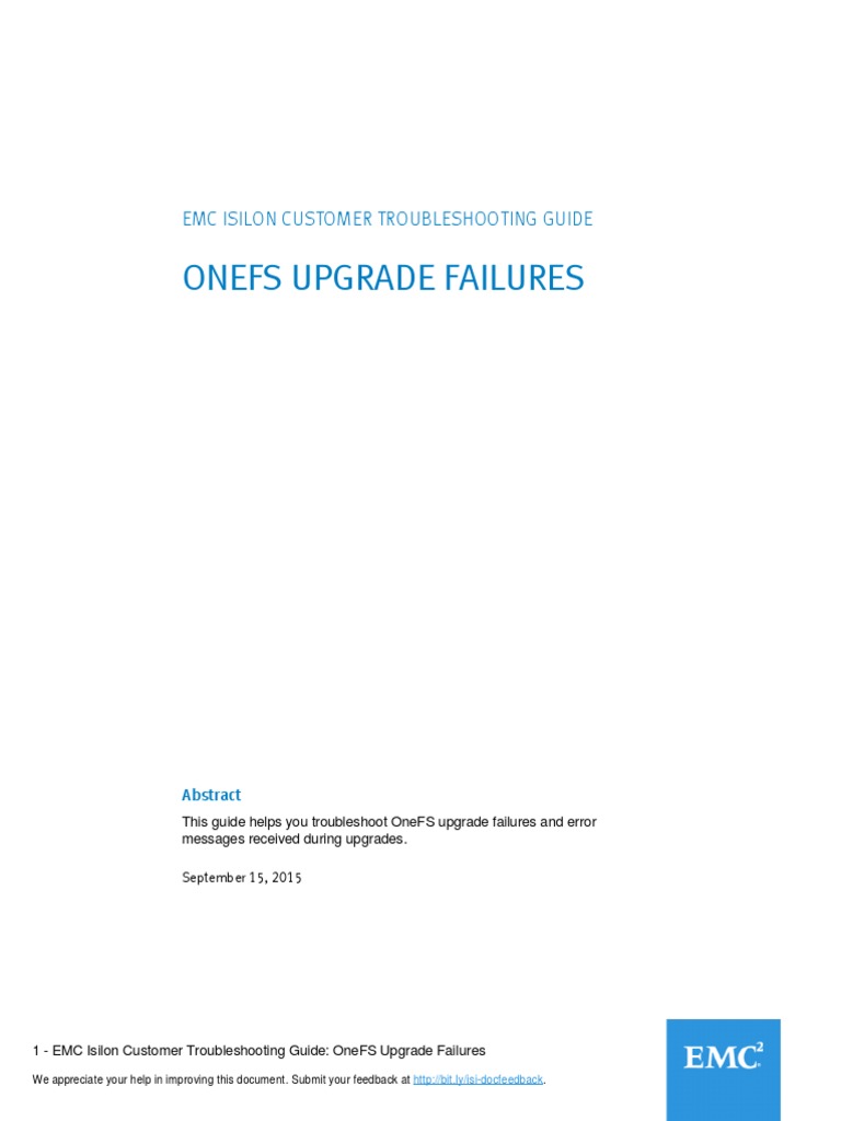 Onefs Upgrade Failures: Emc Isilon Customer Troubleshooting Guide | PDF ...