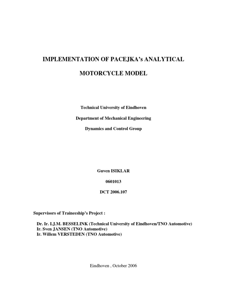 Implementation of Pacejka's Analytical | PDF | Flight Dynamics (Fixed ...