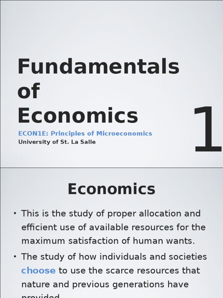 1 Fundamentals of Economics.ppt | Microeconomics | Economics