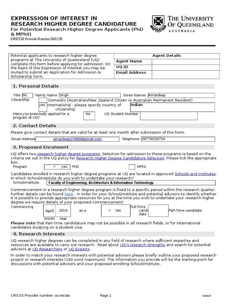 Expression of Interest | PDF | Postgraduate Education | University And ...