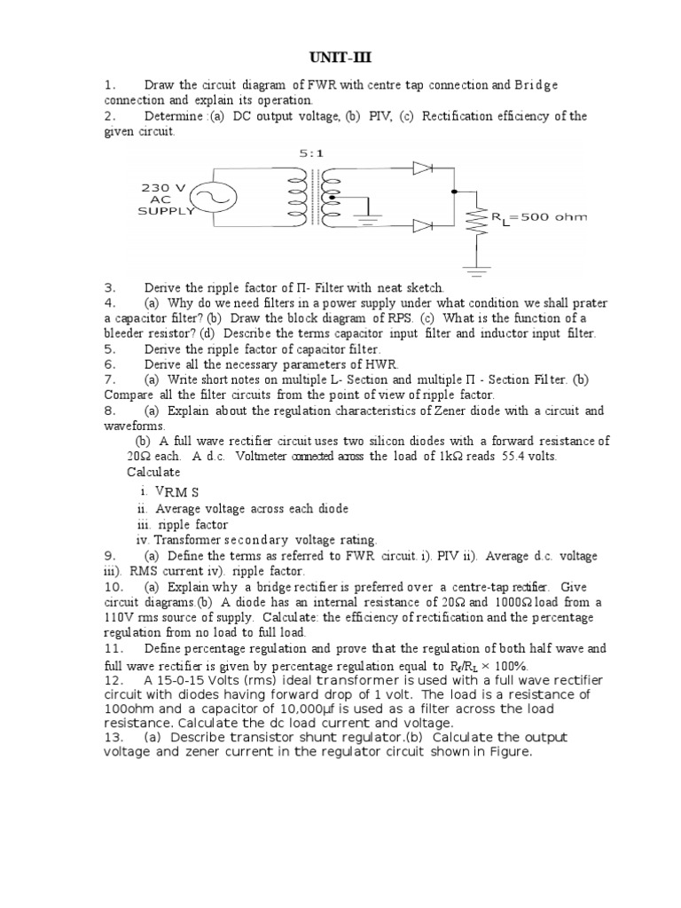 EDC UNIT - III Previous Questions | PDF | Rectifier | Power Electronics