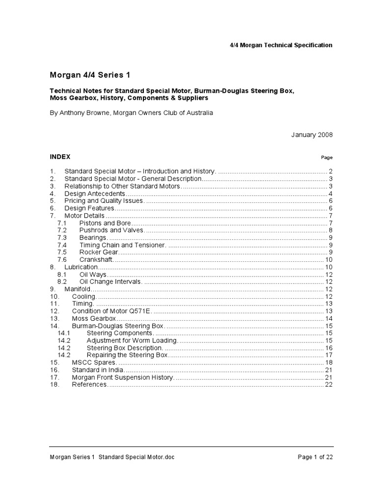 Morgan Series 1 Standard Special Motor PDF | PDF | Piston | Internal ...